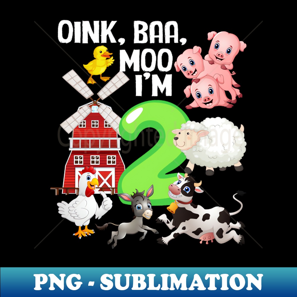 Oink Baa Moo Im 2 Farm Theme Birthday Gift 2 Yrs Old - Vinta | Inspire ...