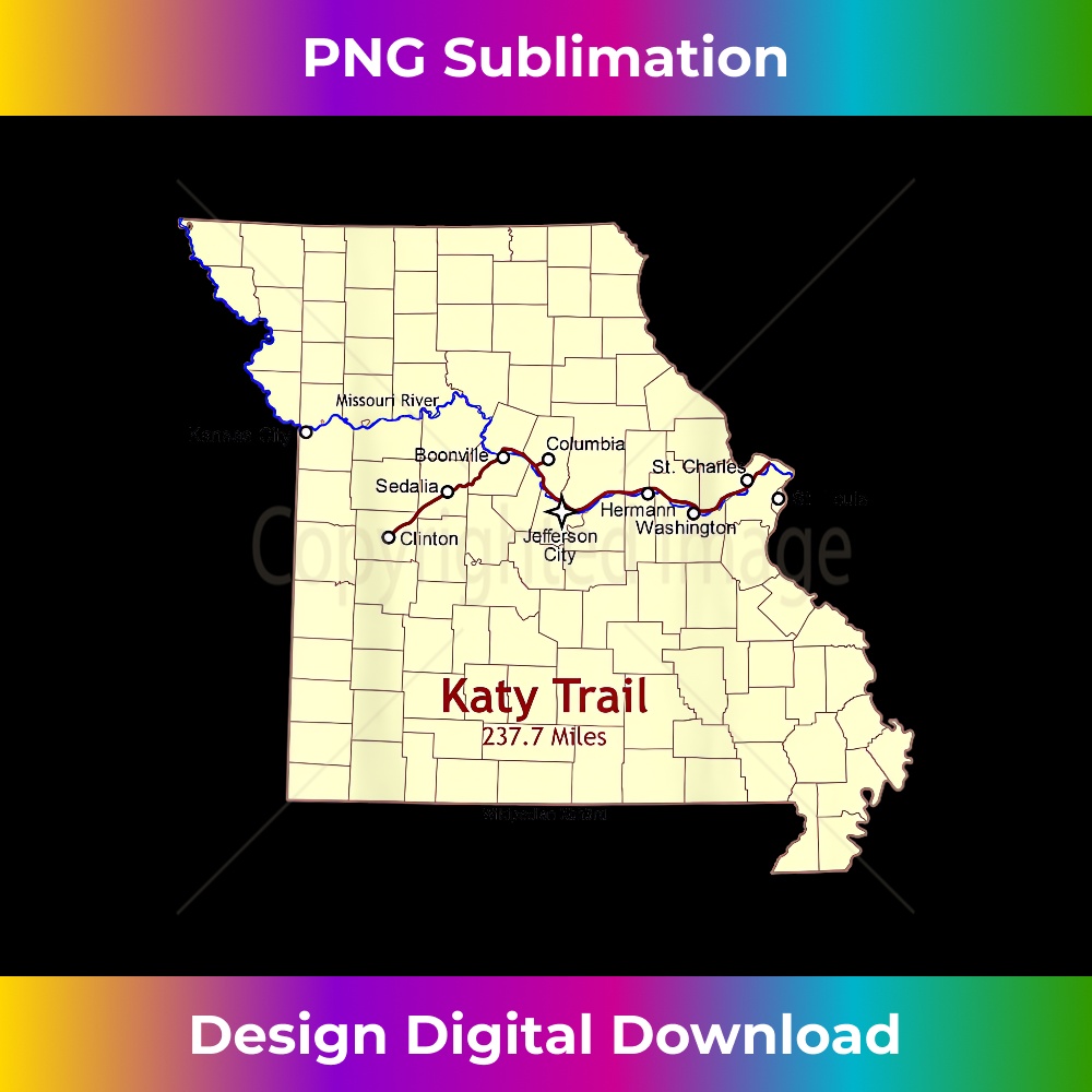 Katy Trail Route Map (Image on Back) - Bespoke Sublimation D - Inspire ...