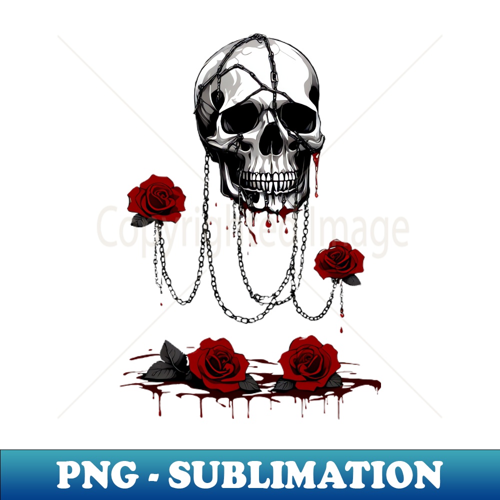 AI Art Chained Skull And Roses - Decorative Sublimation PNG | Inspire ...