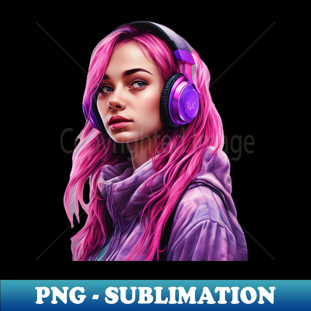 Pink Hair Girl With Purple Headphones Exclusive Sublimatio Inspire