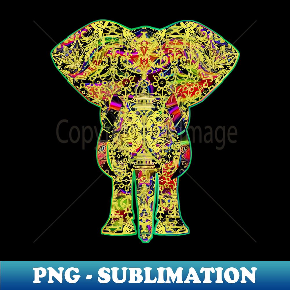 Rainbow Yellow Elephant on Green V2 - Digital Sublimation Do | Inspire ...