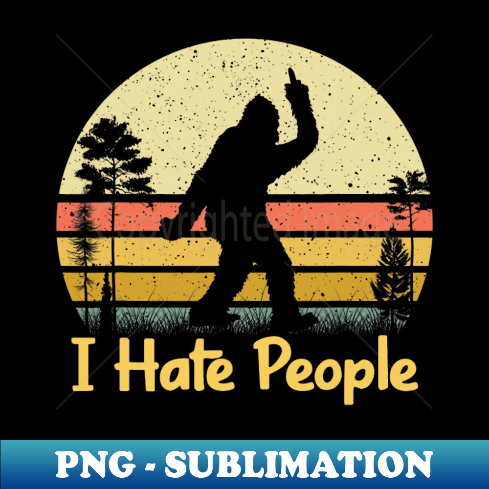 Retro Camping Bigfoot Sasquatch Middle Finger I Hate People | Inspire ...