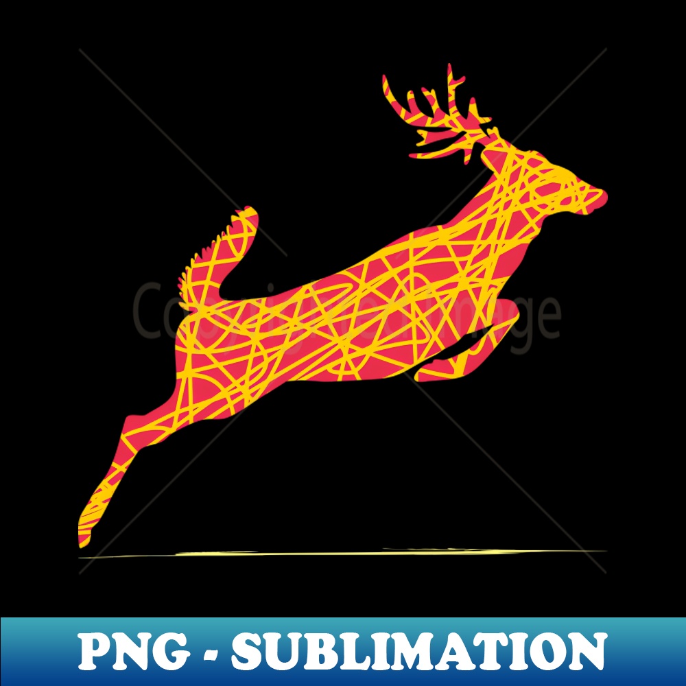 doodled jumping red deer - Retro PNG Sublimation Digital Dow | Inspire ...