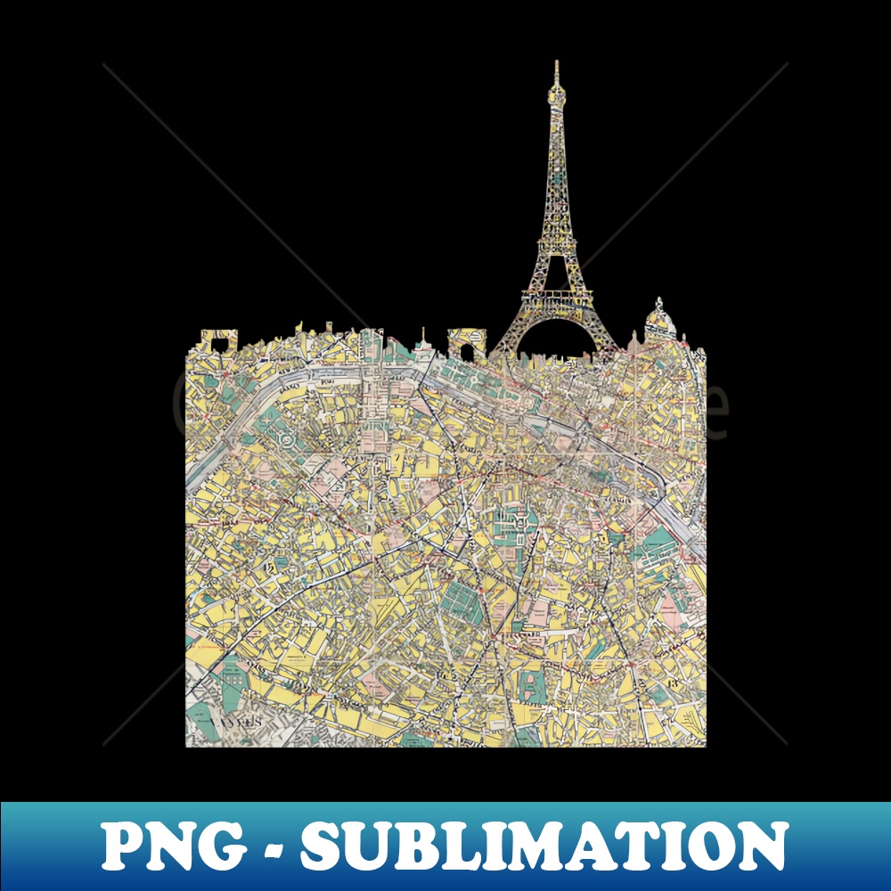 Paris skyline with Eiffel Tower cut from 1930 Paris Map - Ae | Inspire ...
