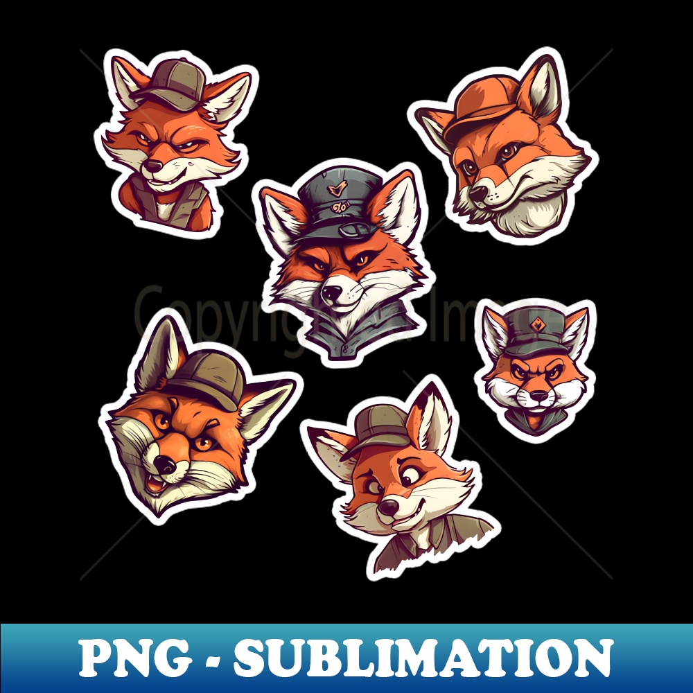 Red Fox in Military Cap - Artistic Sublimation Digital File | Inspire ...