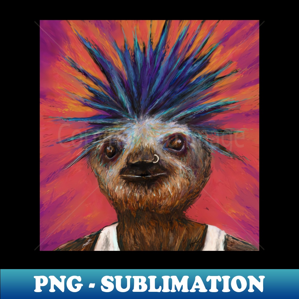 Punk Sloth - PNG Transparent Sublimation Design - Perfect fo | Inspire ...