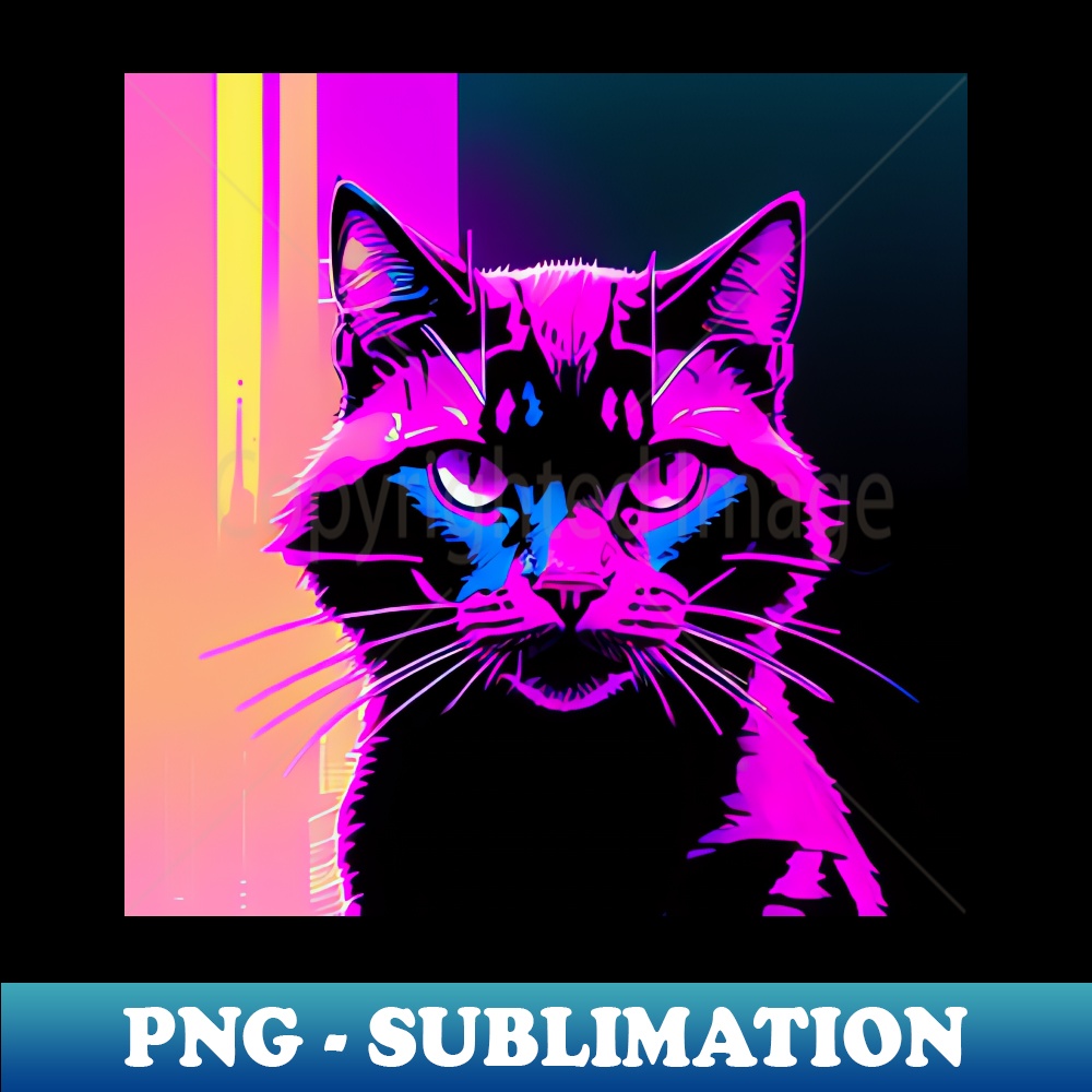 Synthwave Cat - PNG Transparent Sublimation File - Perfect f | Inspire ...
