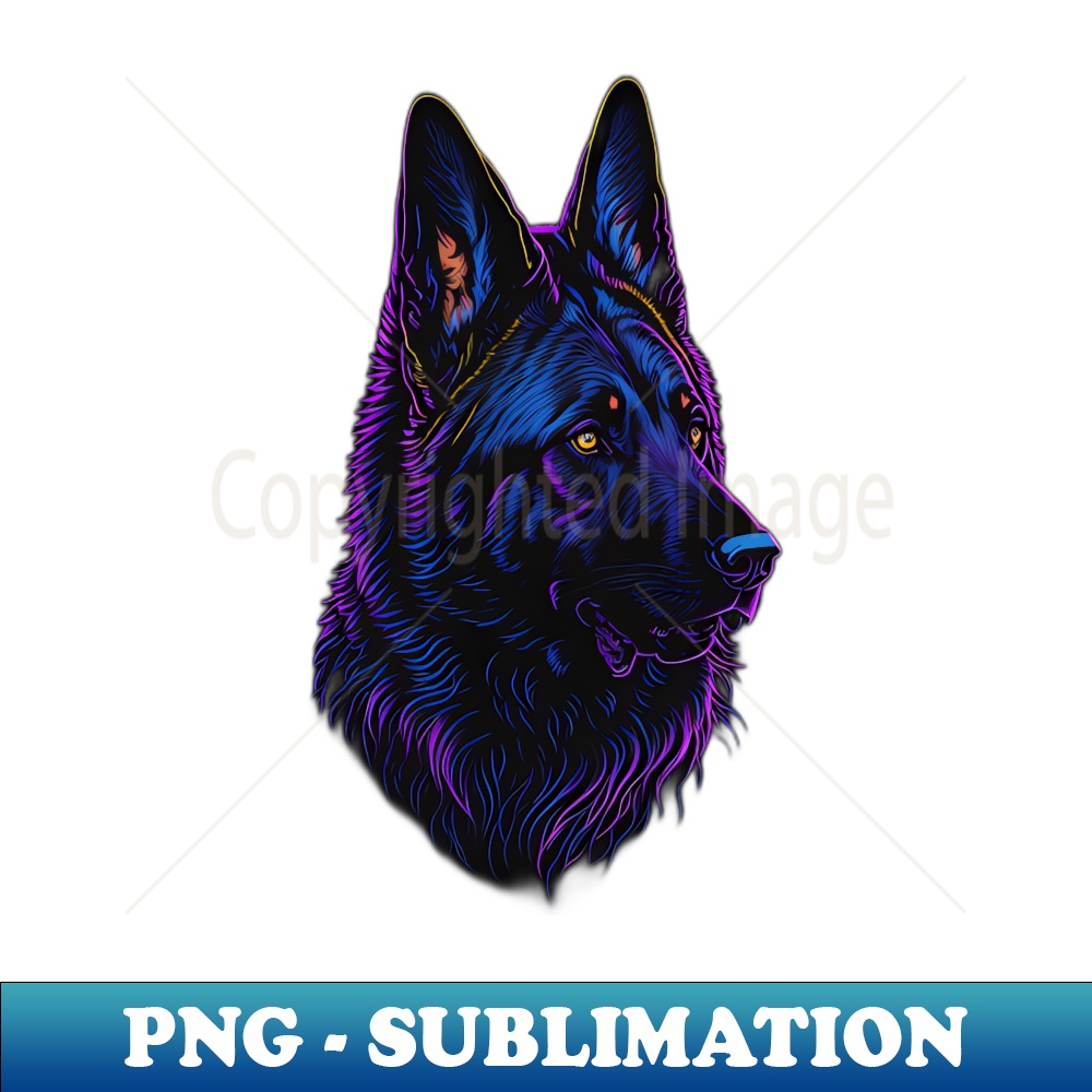 Neon Retro German Shepard - High-Resolution PNG Sublimation | Inspire ...