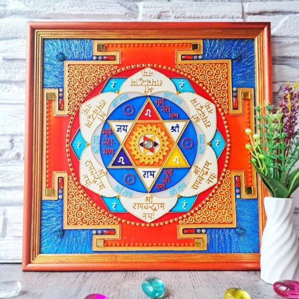 Stained glass Sun Yantra Surya Meditation art Spiritual gift - Inspire ...