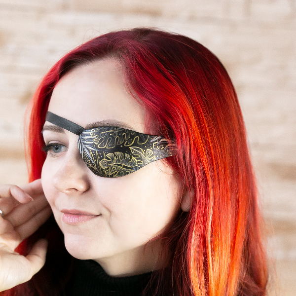 NEW! Leather Eye Patch, Floral Eye Patch, Slim Eye Patch, Wo - Inspire Uplift