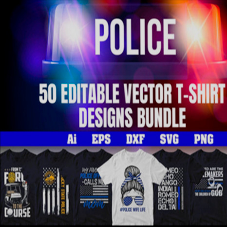 Police 50 Editable T-shirt Designs Bundle | Inspire Uplift