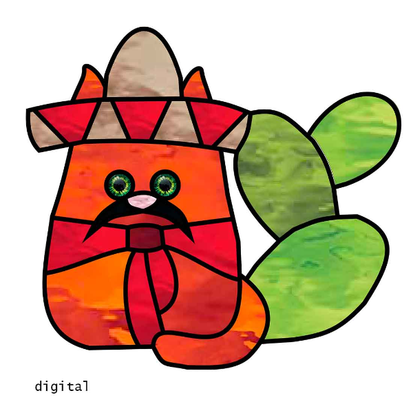 Stained Glass Pattern Cat, Cute ca, A set of 3 patterns. - Inspire Uplift