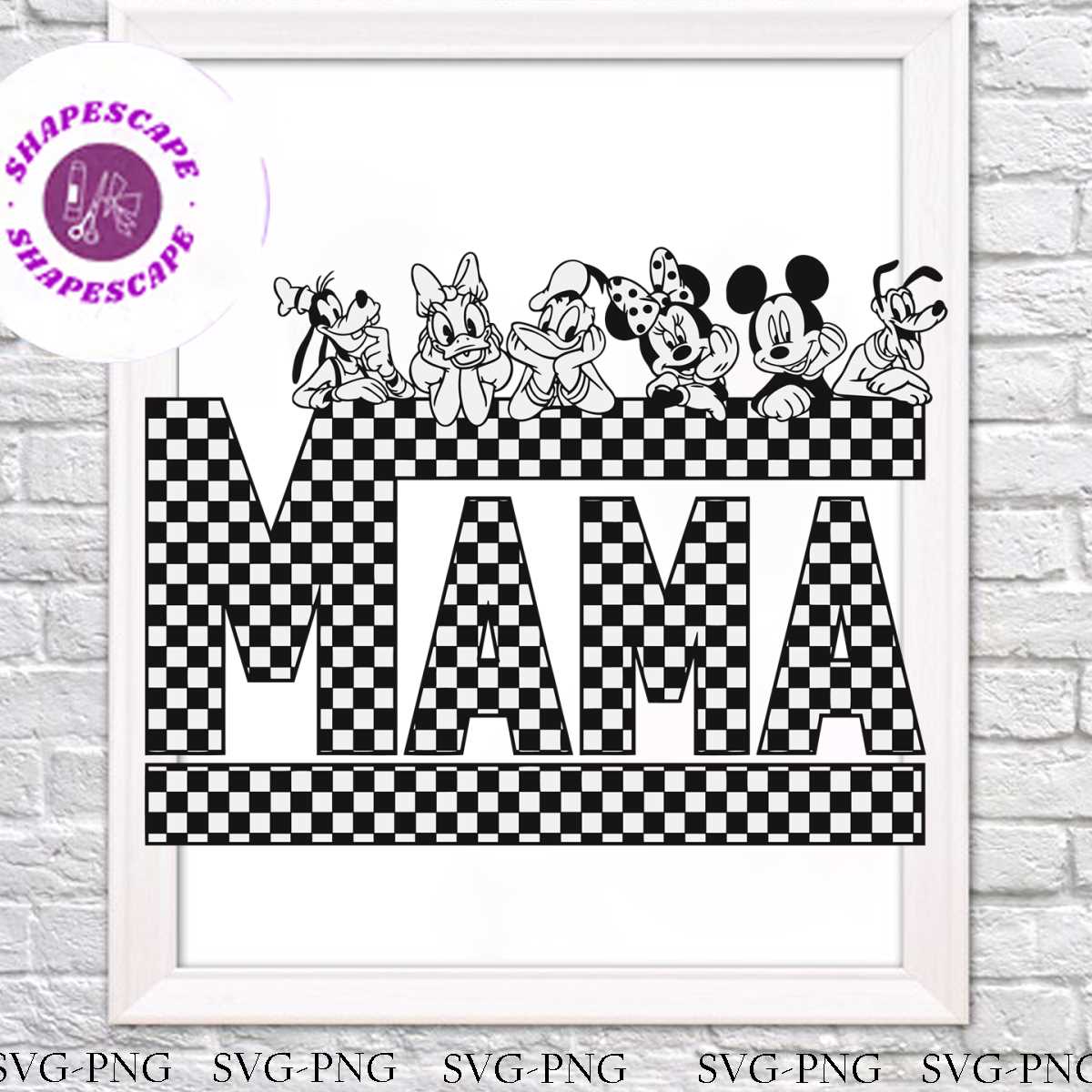 Vintage Mama Mickey Mouse and Friends Checkered SVG | Inspire Uplift