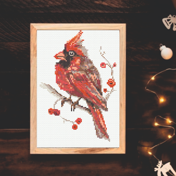 red Cardinal Cross stitch pattern Simple cross stitch red C - Inspire ...