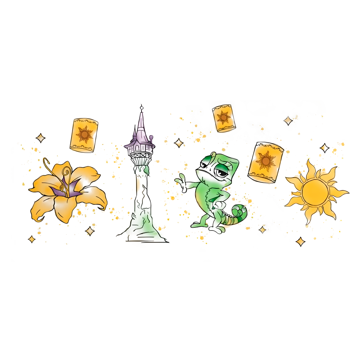 -Pascal Tower Lantern Minimalist Disney Tangled Rapunzel PNG | Inspire ...