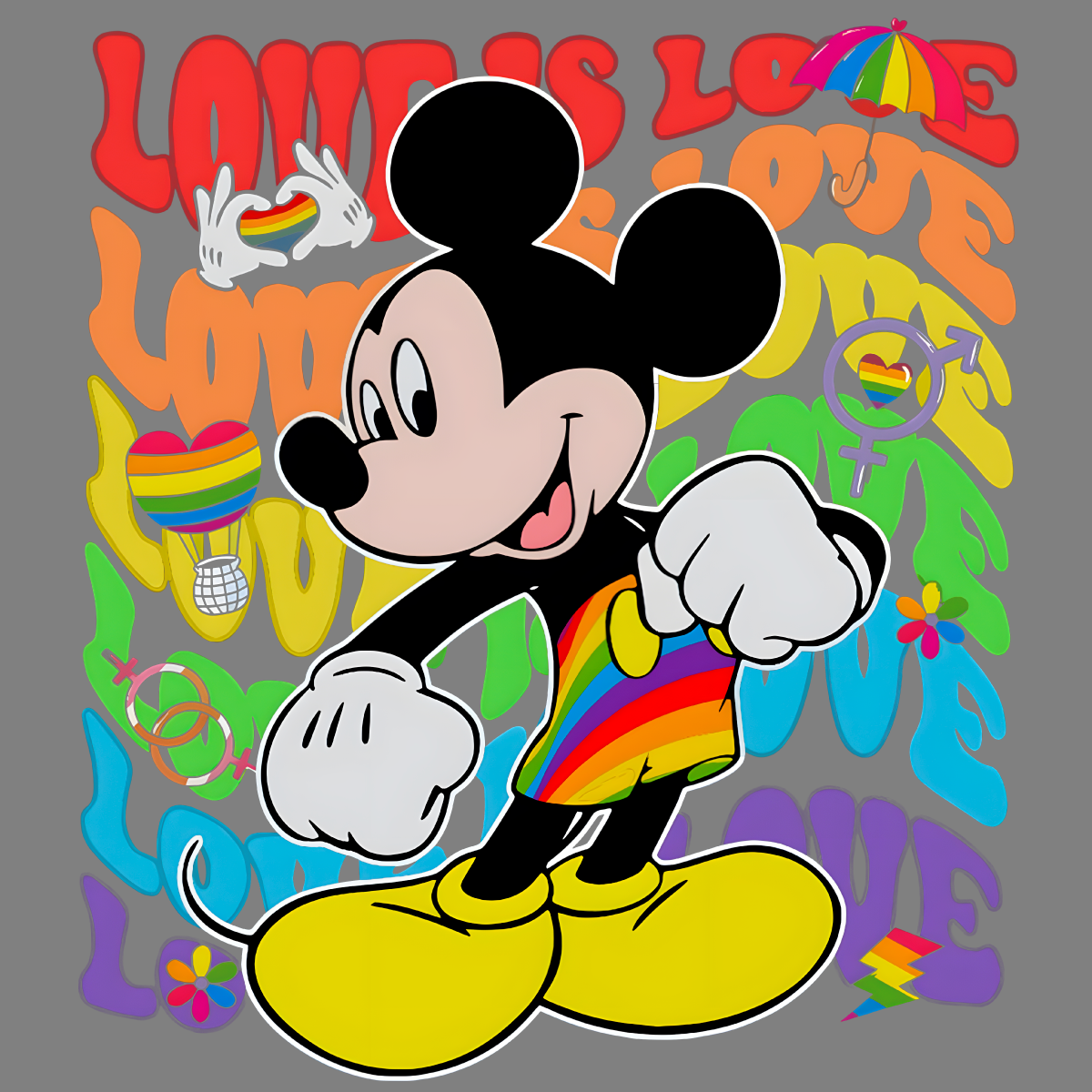 Mickey Mouse Love Is Love LGBT Pride PNG | Inspire Uplift