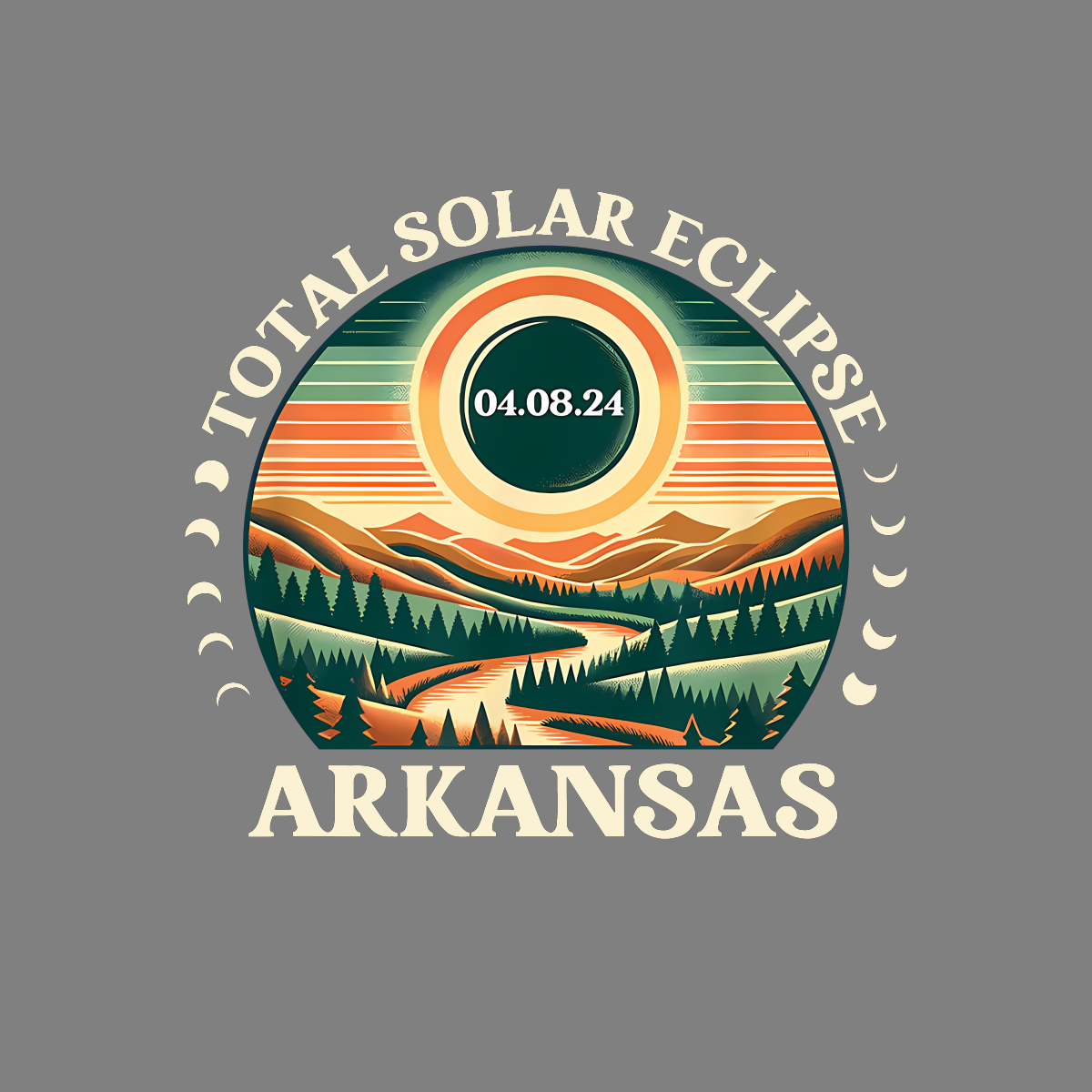 Retro Total Solar Eclipse Arkansas PNG Digital Download File - Inspire ...