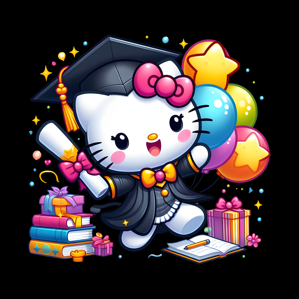 Hello Kitty Cartoon Graduation PNG Digital Download Files | Inspire Uplift
