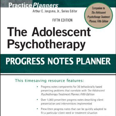 E-BOOK The Adolescent Psychotherapy Progress Notes Planner P | Inspire ...