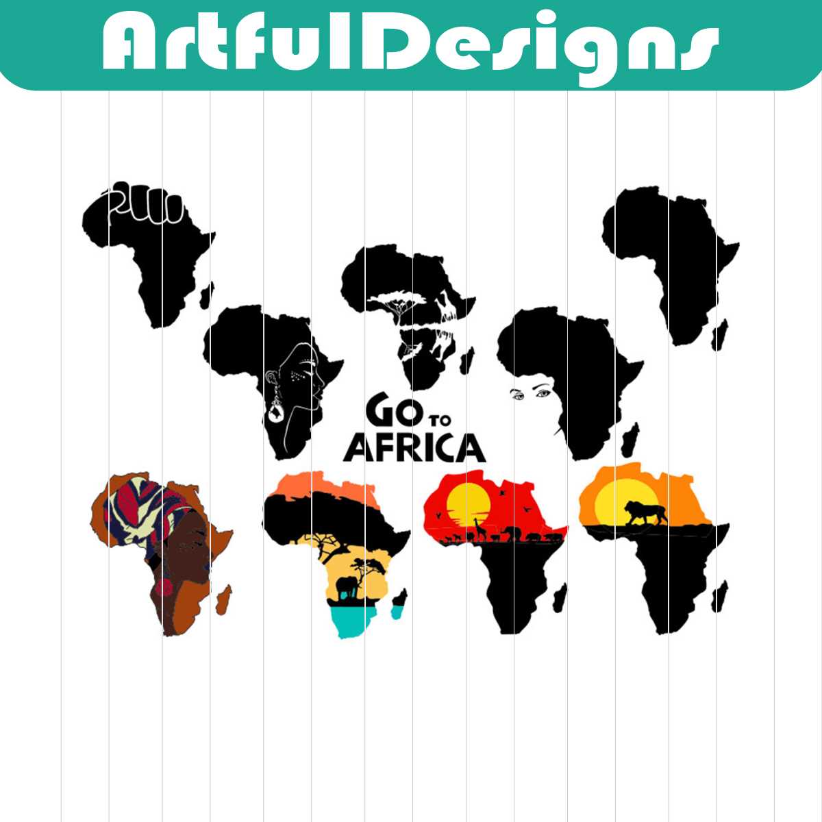 Africa Silhouette Svg, Africa Map Bundle SVG, DXF, EPS, PNG | Inspire ...