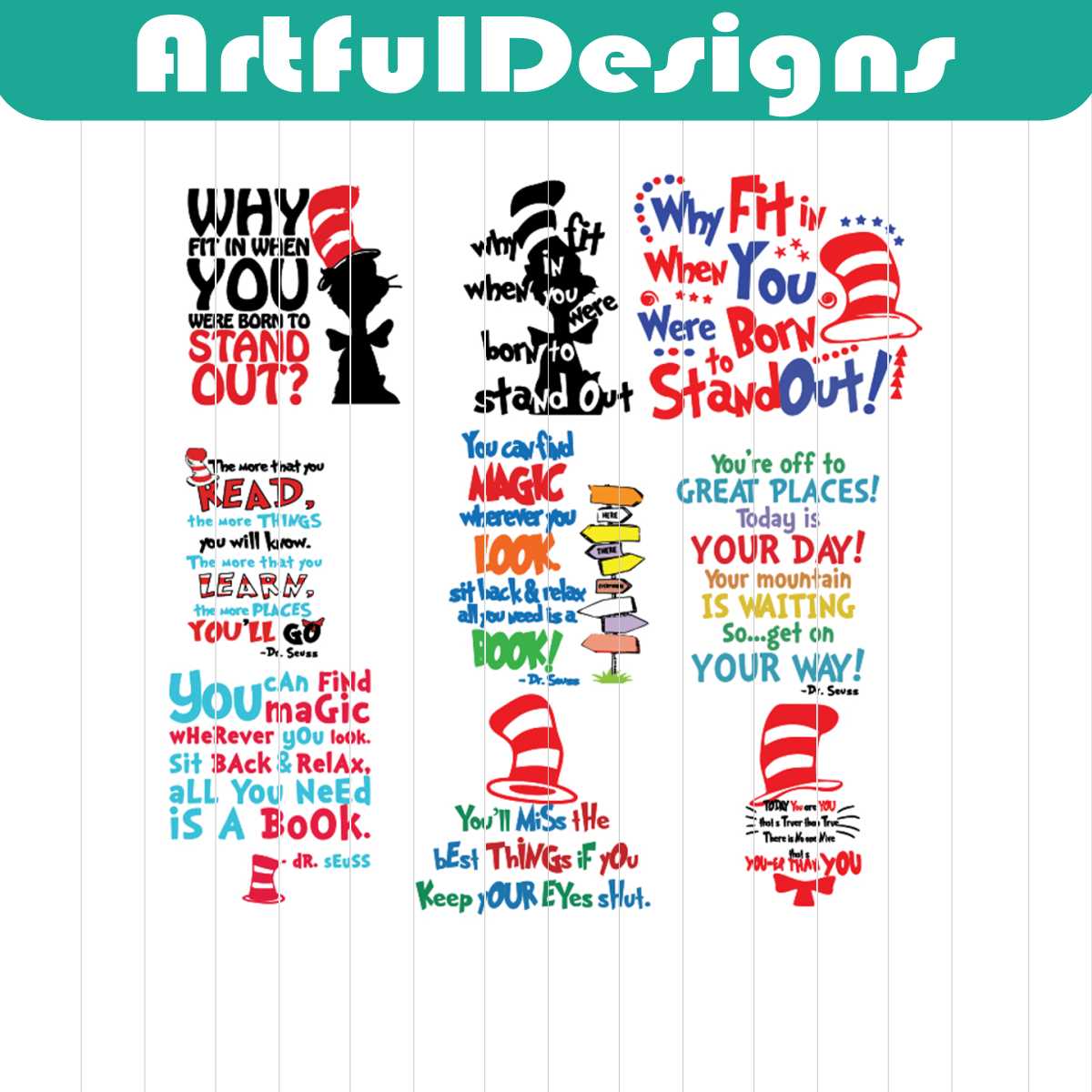 Dr Seuss Bundle Svg, Dr Seuss Svg, Seuss Svg, Dr Seuss Gifts | Inspire ...