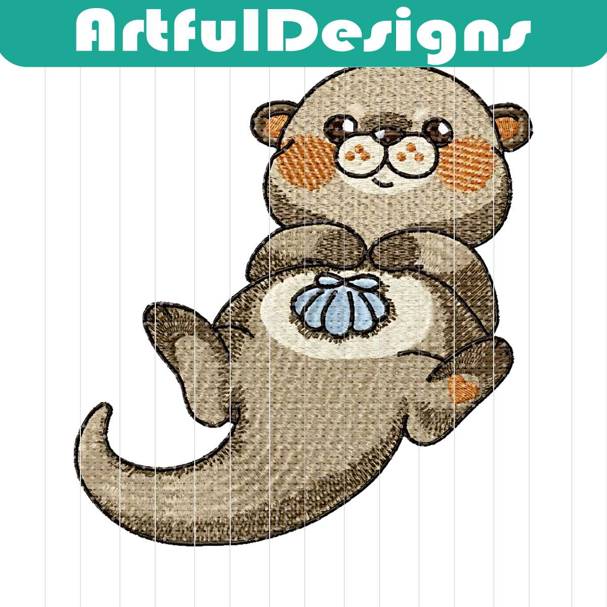 Otter Embroidery Design, Otter and Shell Motif, Pattern for | Inspire ...