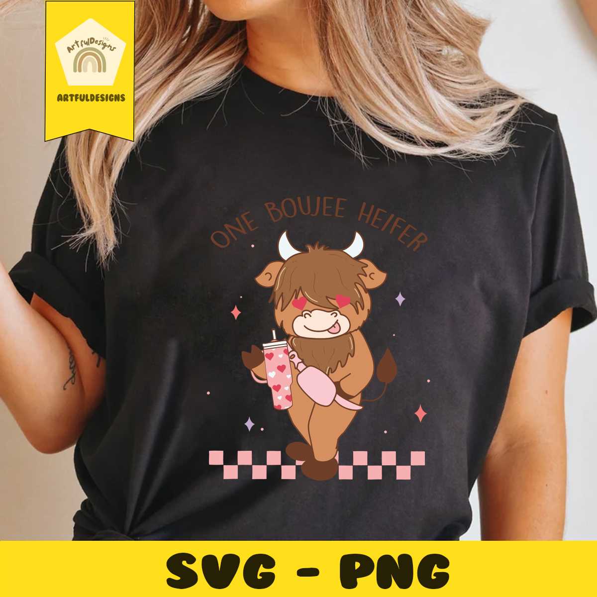 Pne Boujee Heifer Highland Cow Valentine SVG | Inspire Uplift