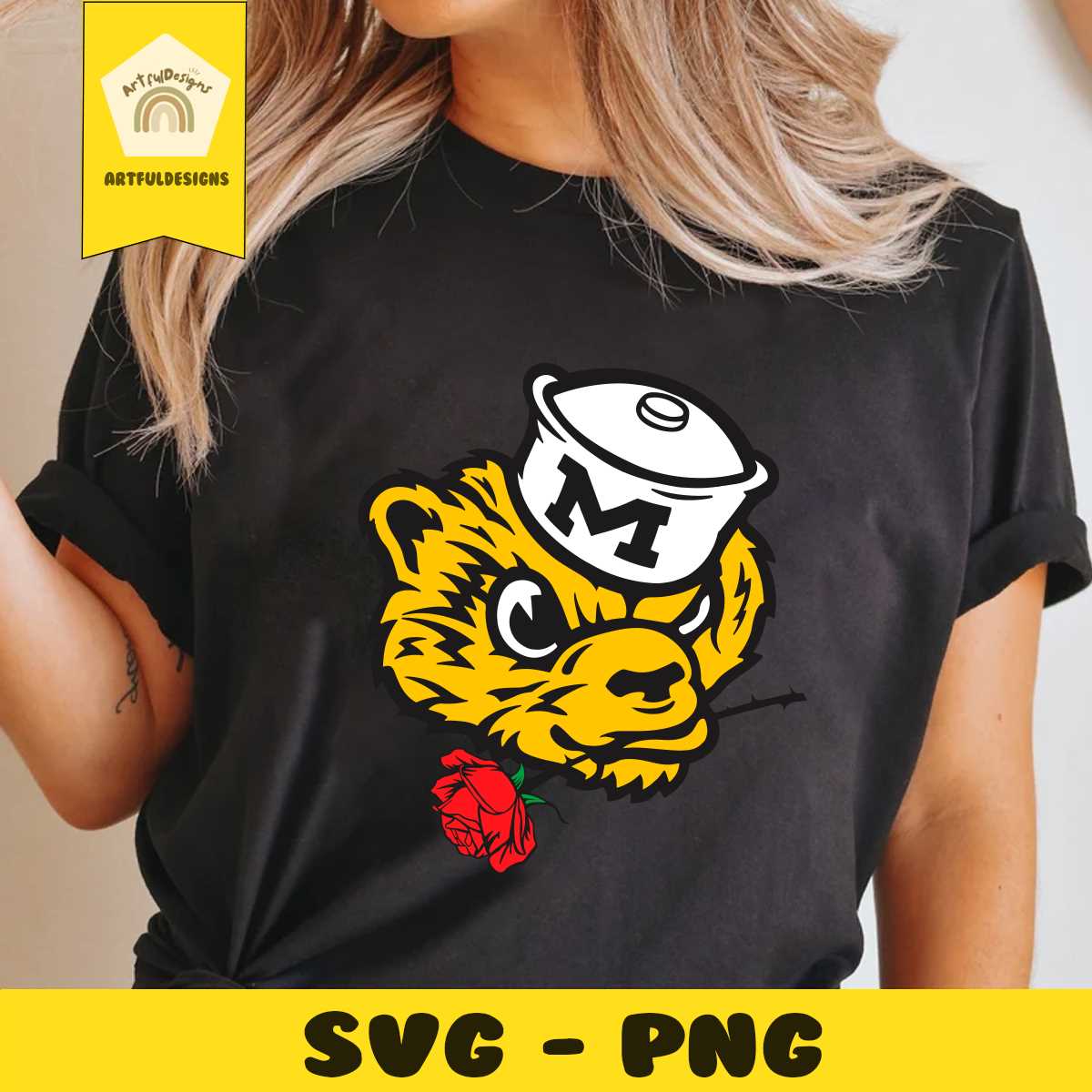 Michigan Wolverines Logo Rose Svg Digital Download | Inspire Uplift