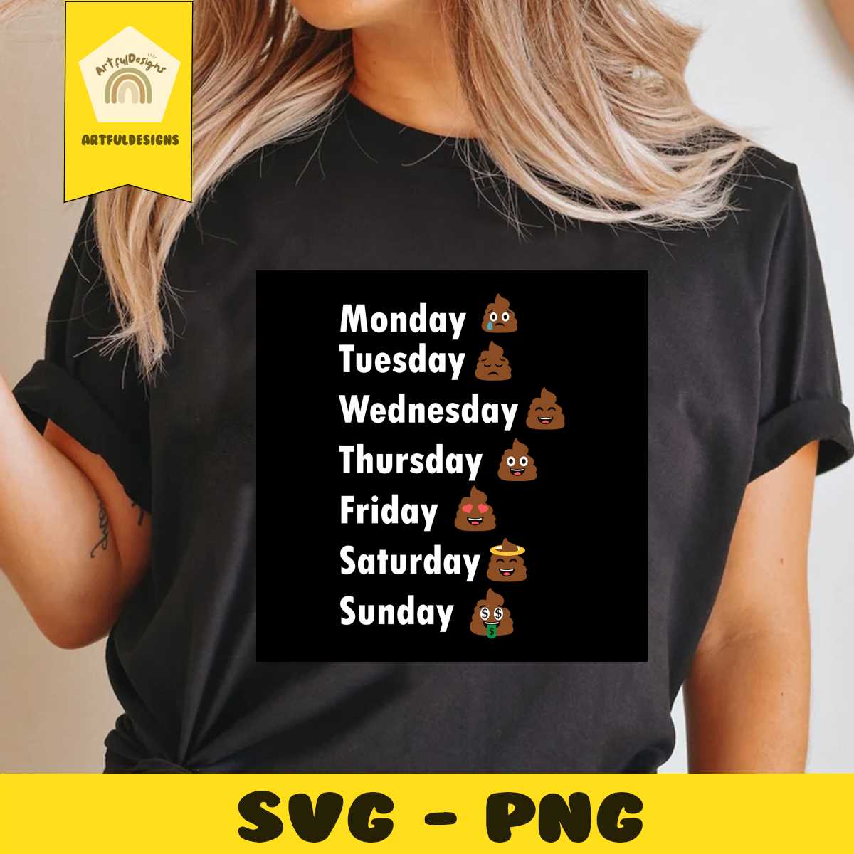 Funny Emoji Poop Days Of The Week Svg, Trending Svg, Feeling | Inspire ...