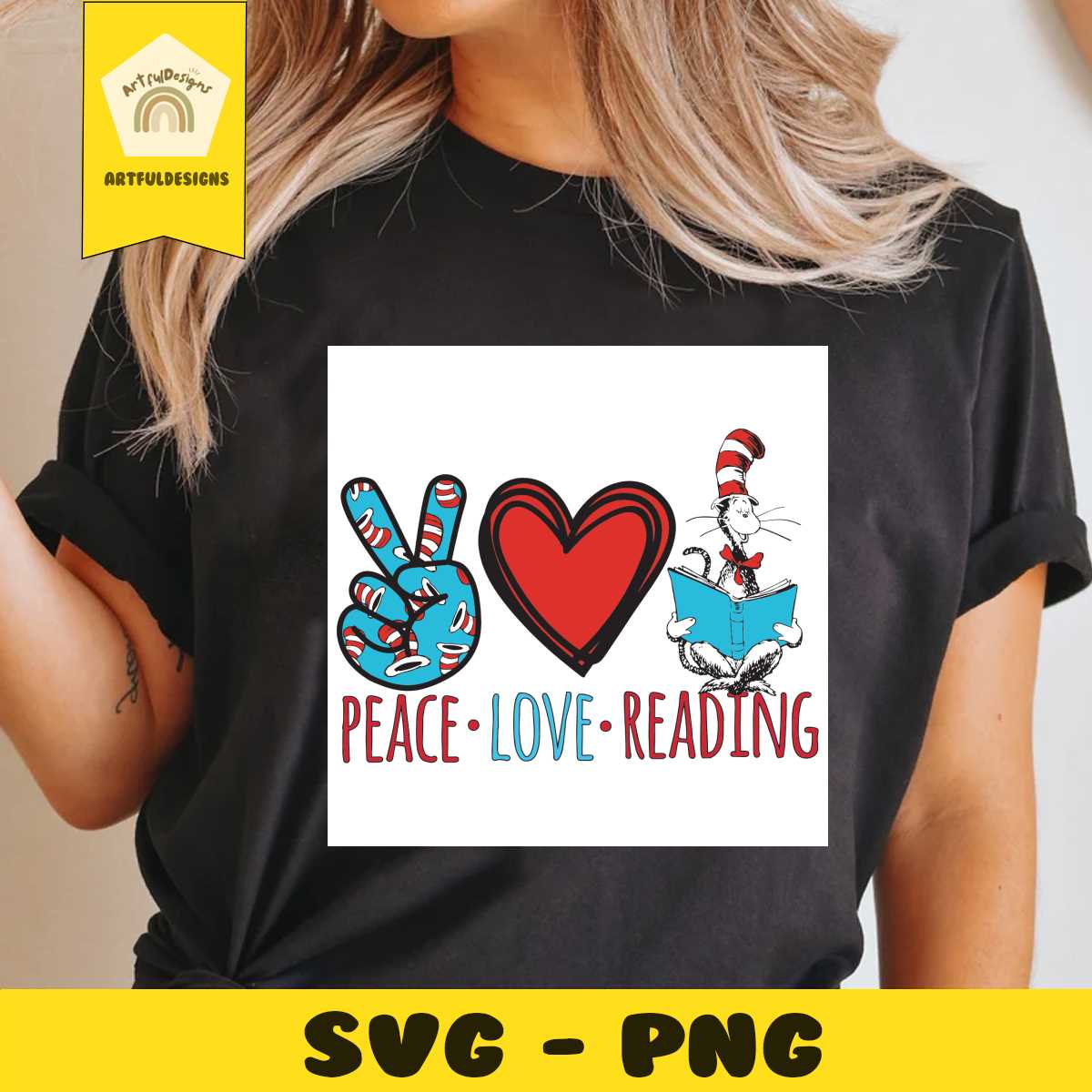 Peace Love Reading Svg, Dr Seuss Svg, Seuss Svg, Love Readin - Inspire ...