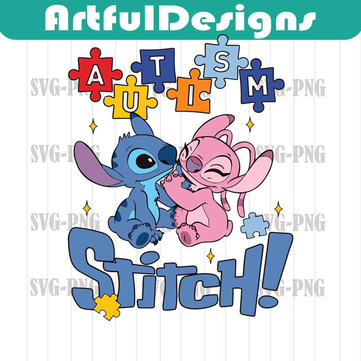 Stitch And Angel Autism Awareness SVG - Inspire Uplift