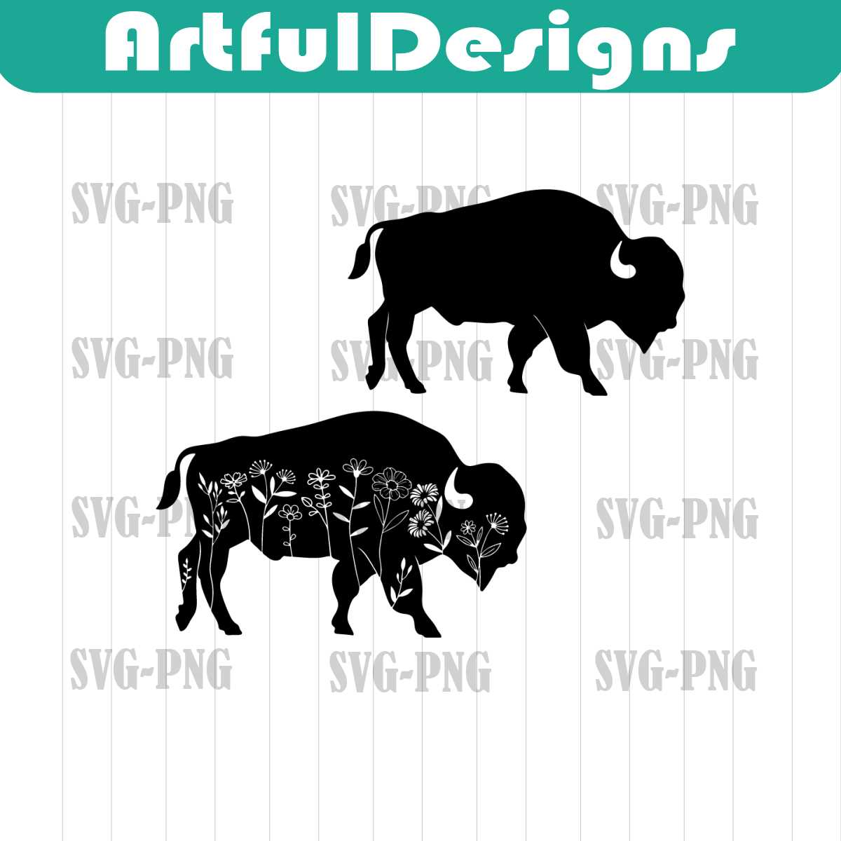 Bison Silhouette Svg,Bison Svg,Bison Silhouette with Wildflo | Inspire ...