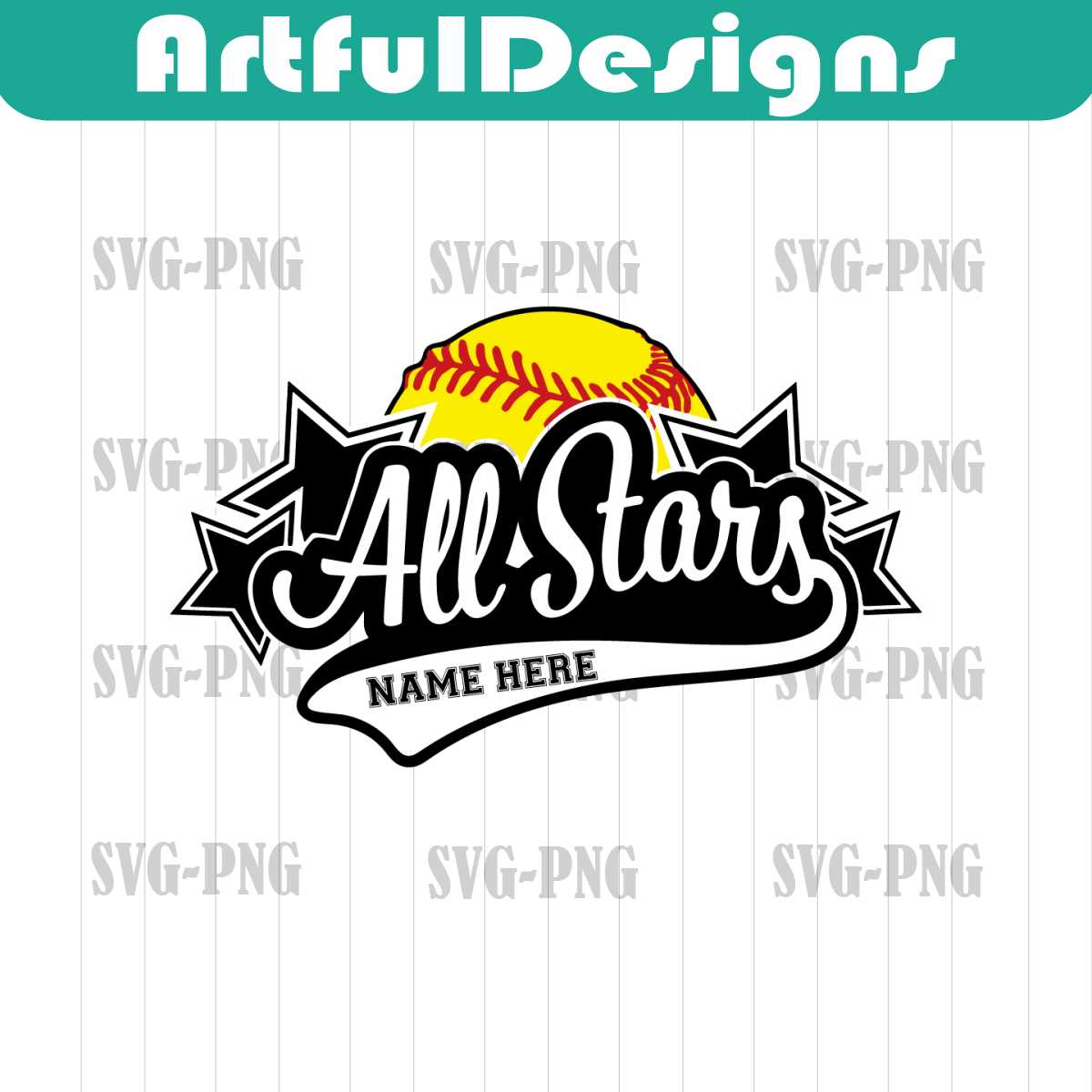 All Stars svg, Softball Svg, template, emblem, softball team | Inspire ...