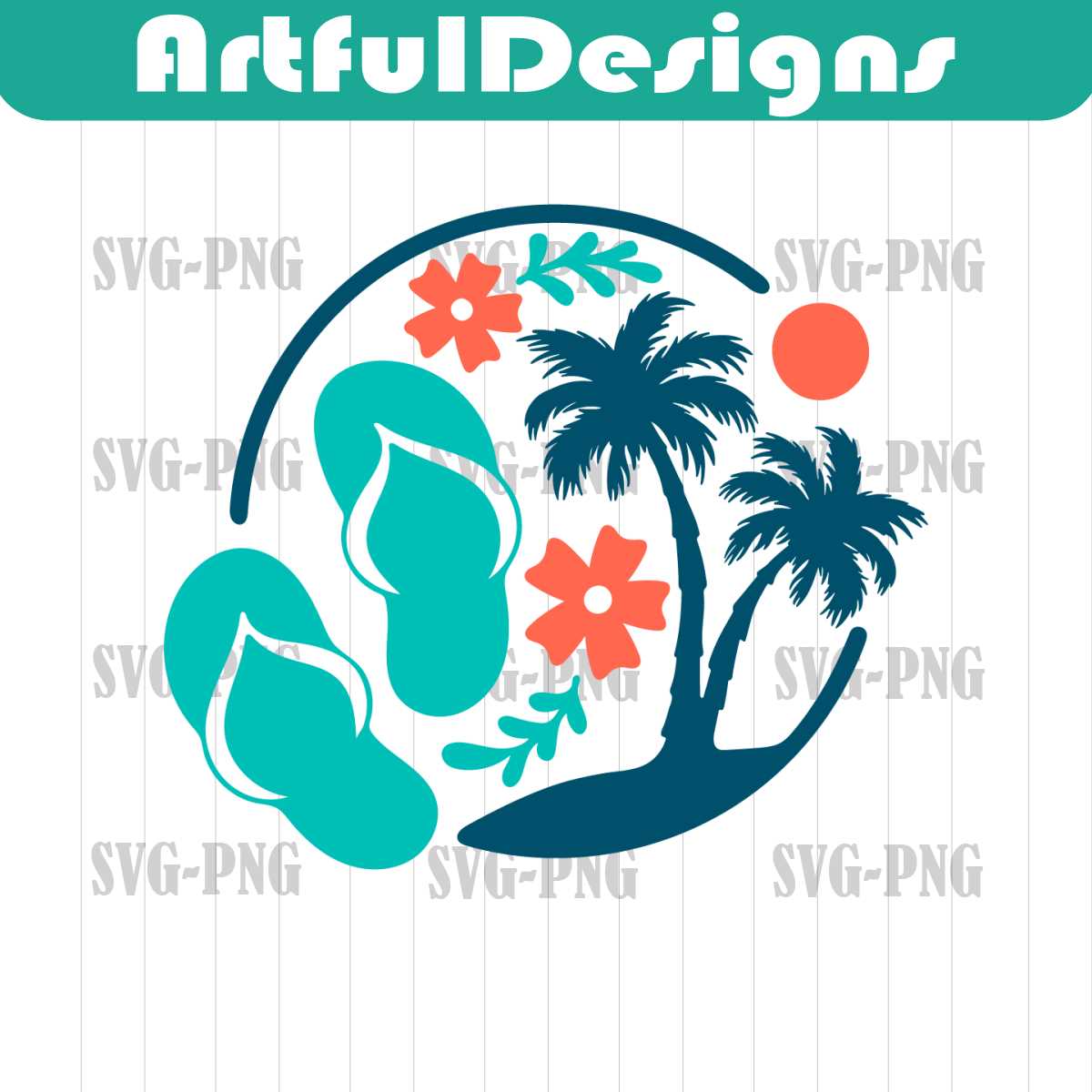 Beach Scene SVG, Palm Tree Circle Cut file for Cricut, Silho | Inspire ...