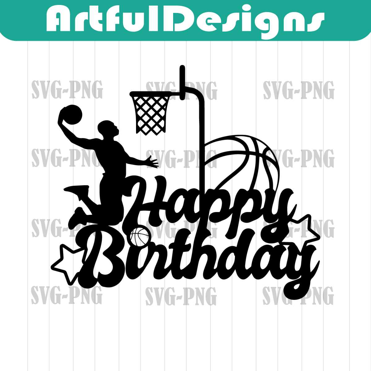 Basketball Birthday Cake topper SVG, Cake topper Happy Birth | Inspire ...
