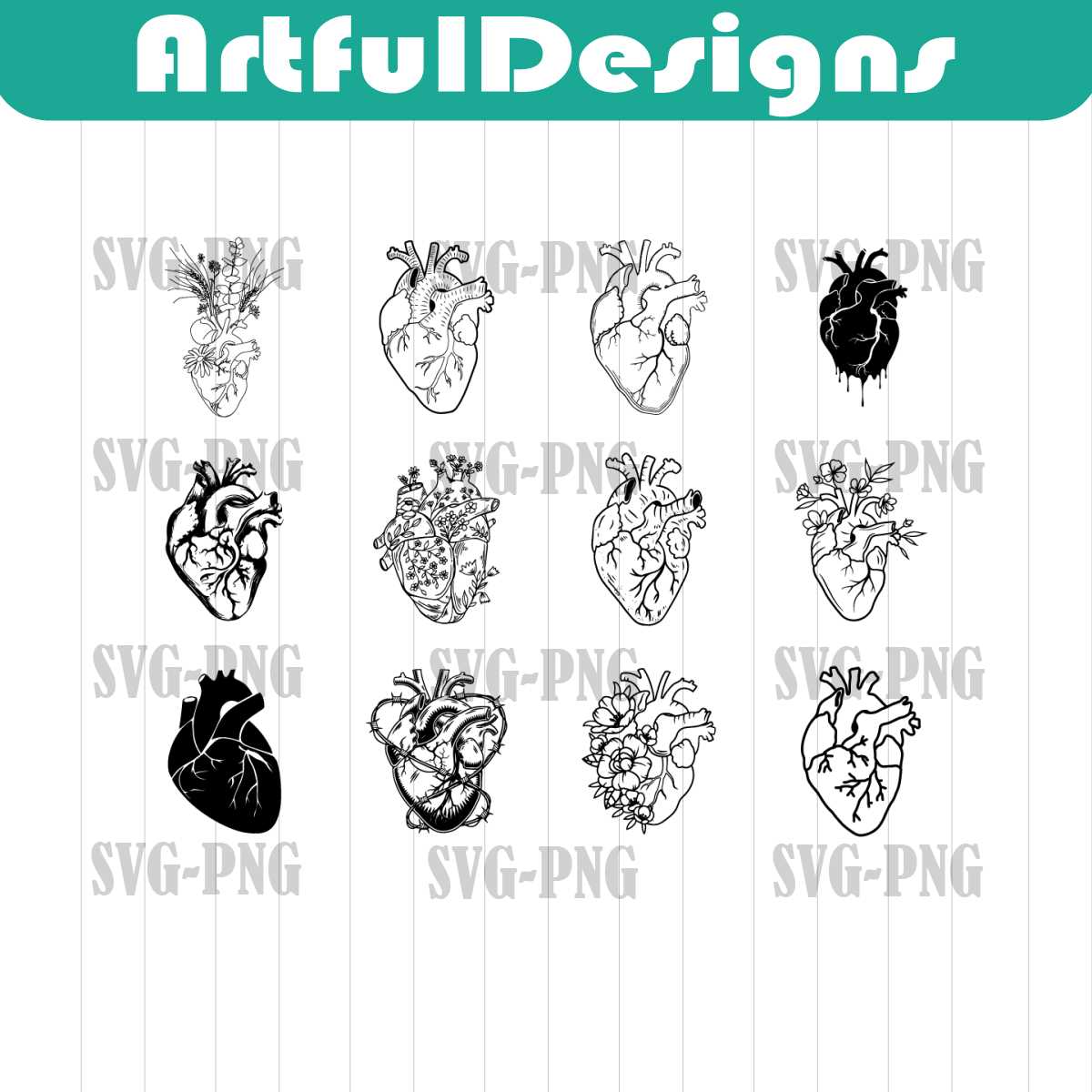Anatomical Heart, Flower Heart Svg, cardiac svg, Cardiology | Inspire ...