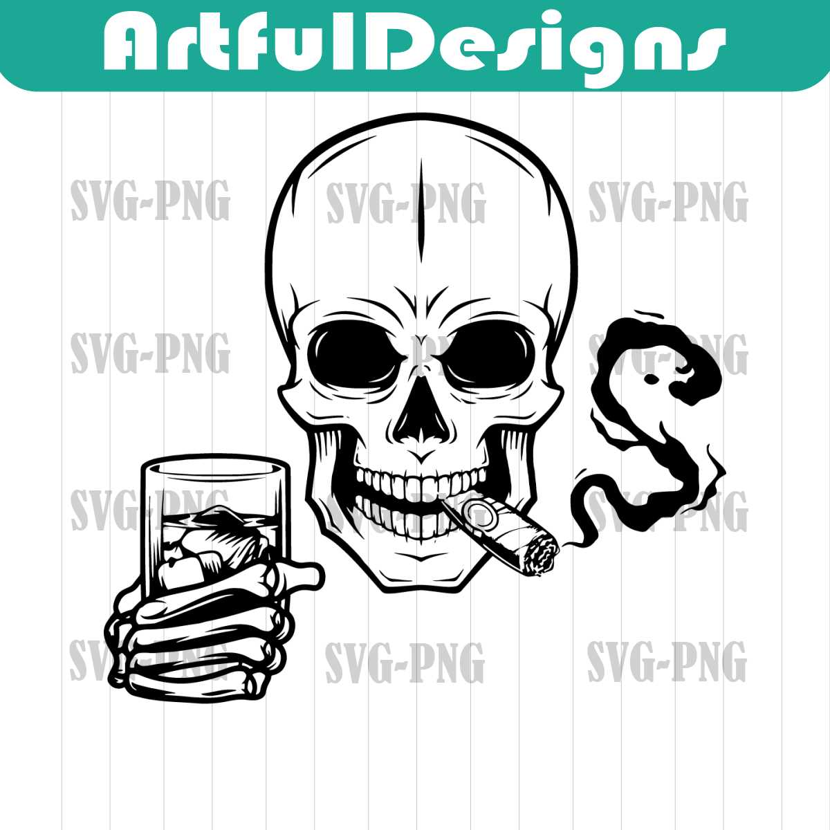 Skull with Whiskey and Cigar svg | On the Rocks Clipart | Go | Inspire ...