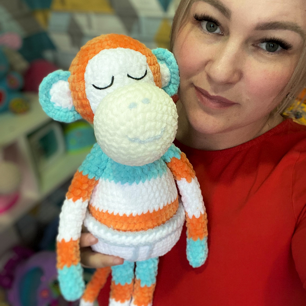 Handmade bright and colorful monkey plush toy, a lovely and | Inspire ...