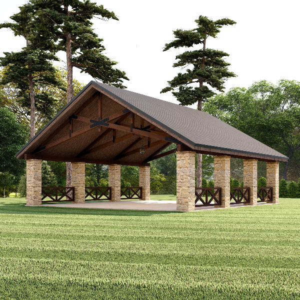 36'x38' Large Timber Frame Pavilion Plans, Commercial Outdo | Inspire ...