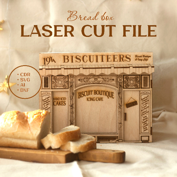 Wooden Bread box laser cut file, DIY model French Biscuit ba - Inspire Uplift