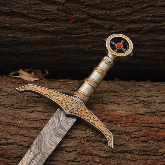 Handmade Luxury Gold Cross robinhood sword Medieval Fantasy | Inspire ...