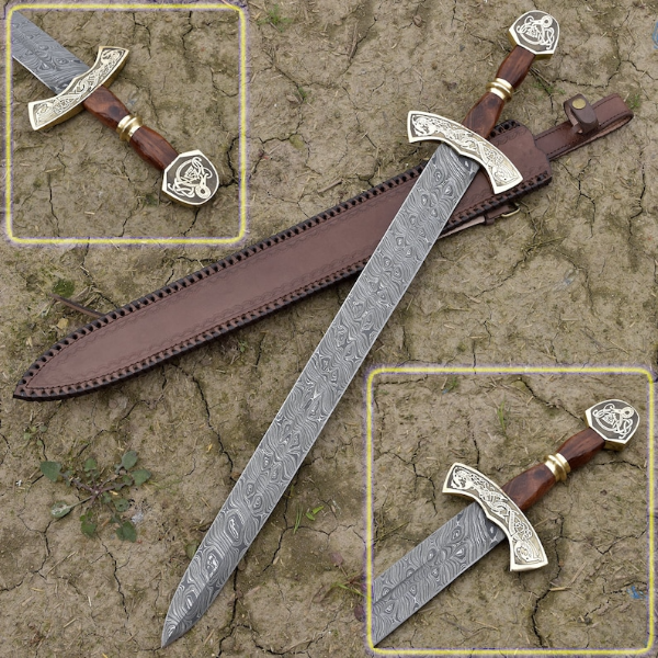 VIKING SWORD Gift Viking Mythology Damascus Steel Custom Han | Inspire ...
