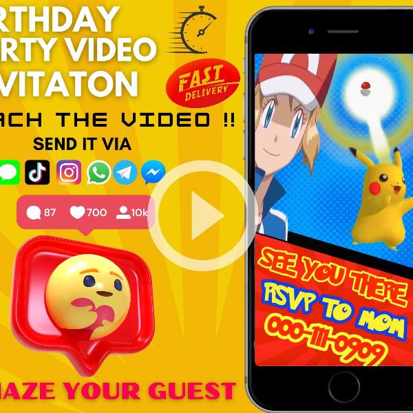 Pokemon video Invitation, pokemon birthday party, pokemon th - Inspire ...