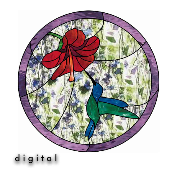 Hummingbird and hibiscus stained glass pattern | Inspire Uplift