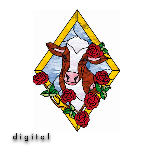 Stained Glass Cow Pattern, Rustic Home Decor Farm - Inspire Uplift