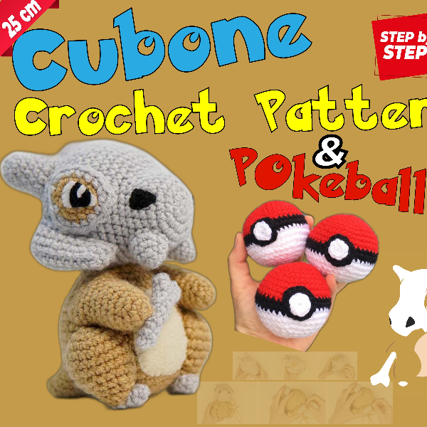 Create Your Own Cubone Amigurumi & Pokeball Crochet Pattern: | Inspire ...