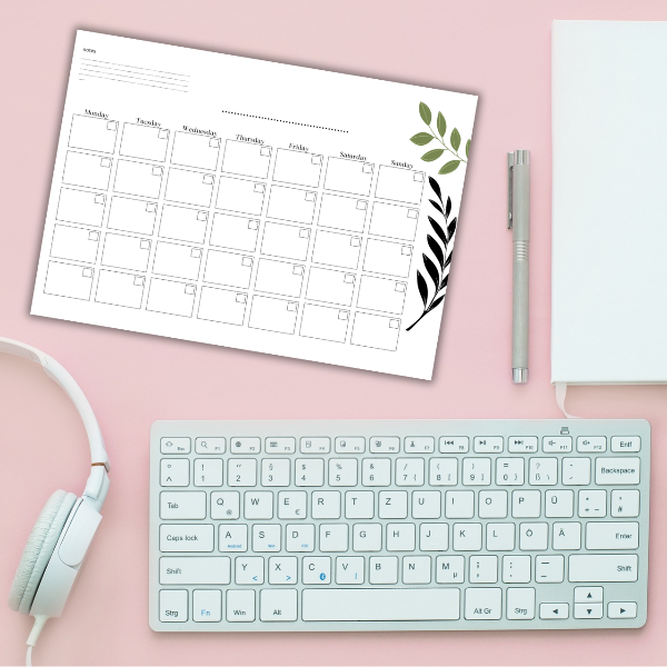 Printable Calendar, Planner A4, Landscape, Minimal, Download | Inspire ...