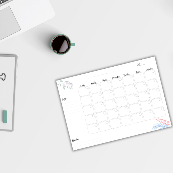 Printable Calendar, Planner, A4, Landscape, Minimalist, PDF | Inspire ...