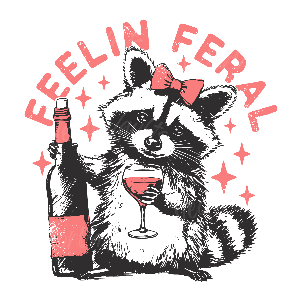 Feelin Feral Funny Raccoon And Wine SVG Digital Download Fil | Inspire ...