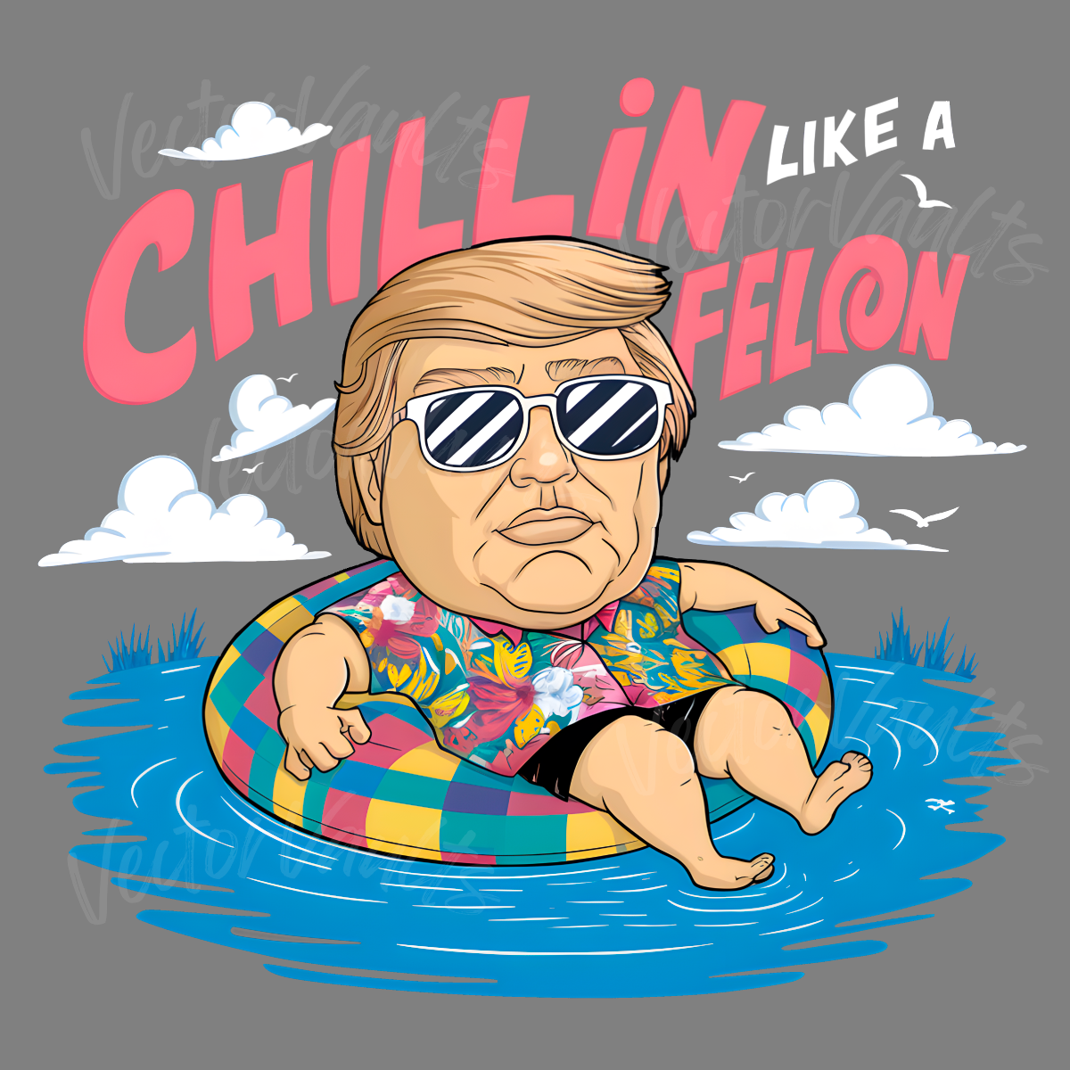 Funny Chillin Like A Felon Caricature PNG | Inspire Uplift